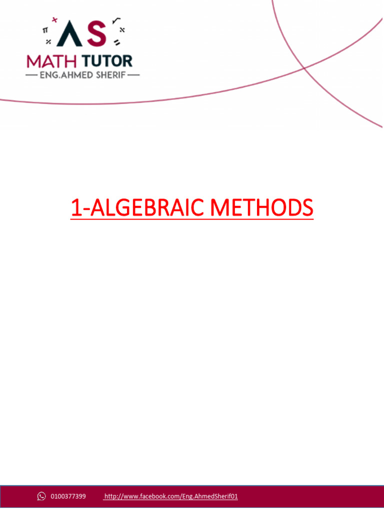 1 - Algebraic Methods - Classified | PDF