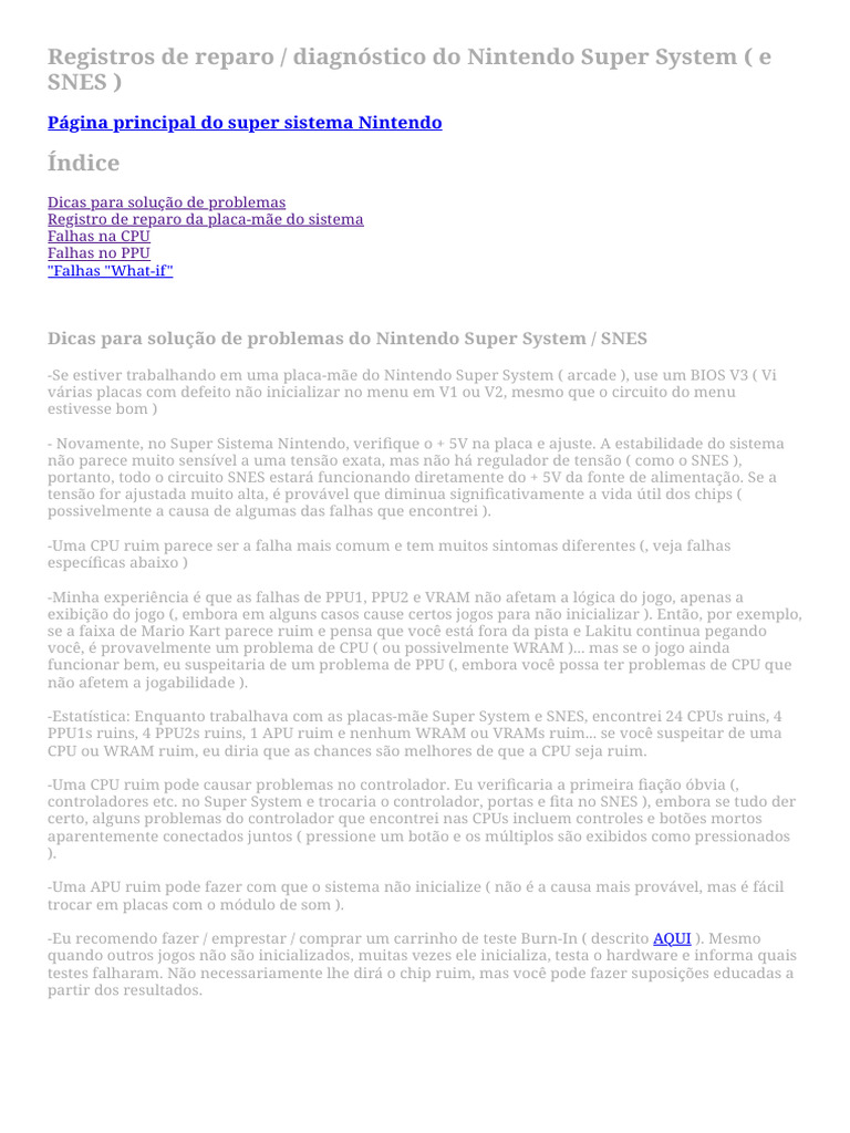Registro de Reparos Super Nintendo | PDF | Juegos de consolas | Ingeniería Informática