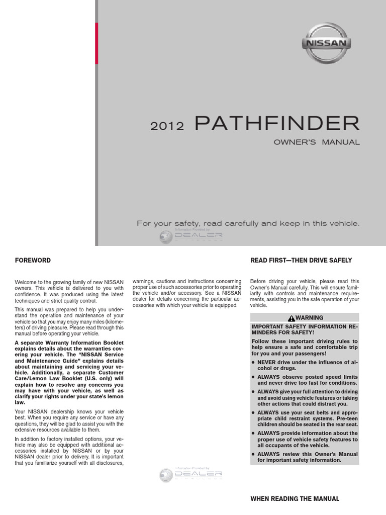 2012 Pathfinder | PDF