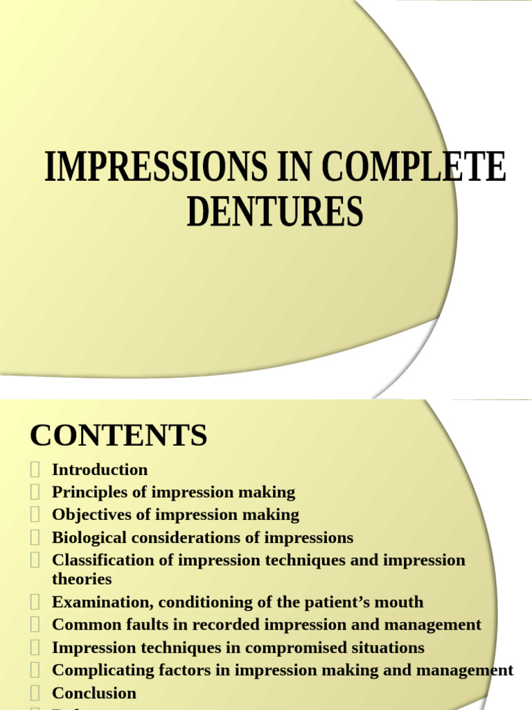 Impression in Complete Denture FINAL | PDF