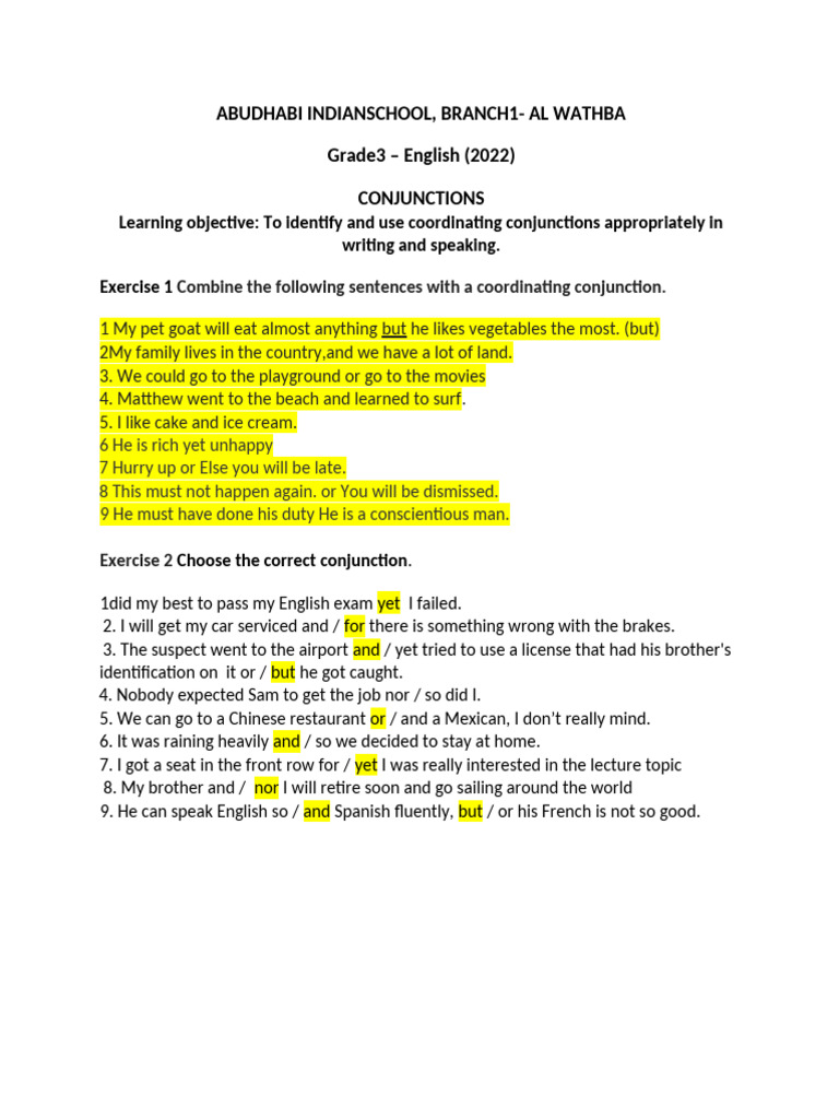 Coordinating Conjunctions Ans by Alvin | PDF | Cooking, Food & Wine