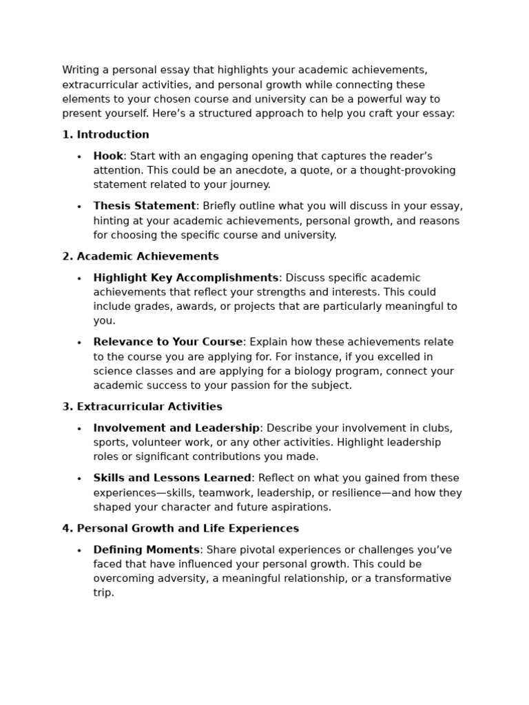 Personal Essay Guide | PDF