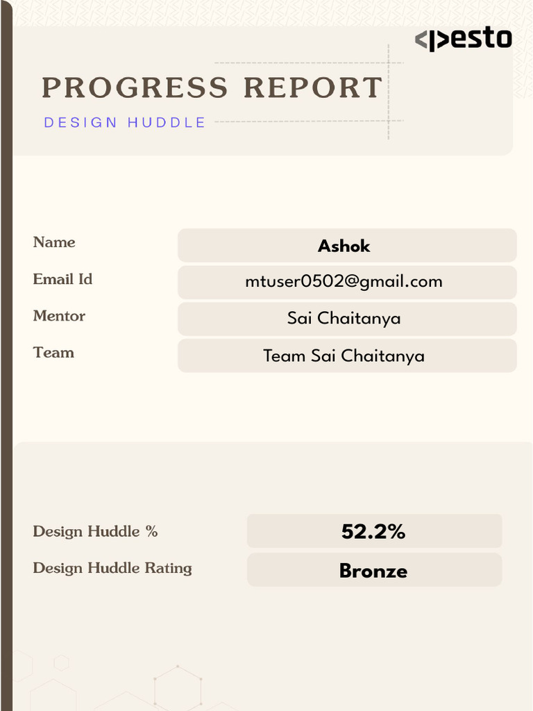 Design Huddle Progress Report - Mtuser0502@ | PDF