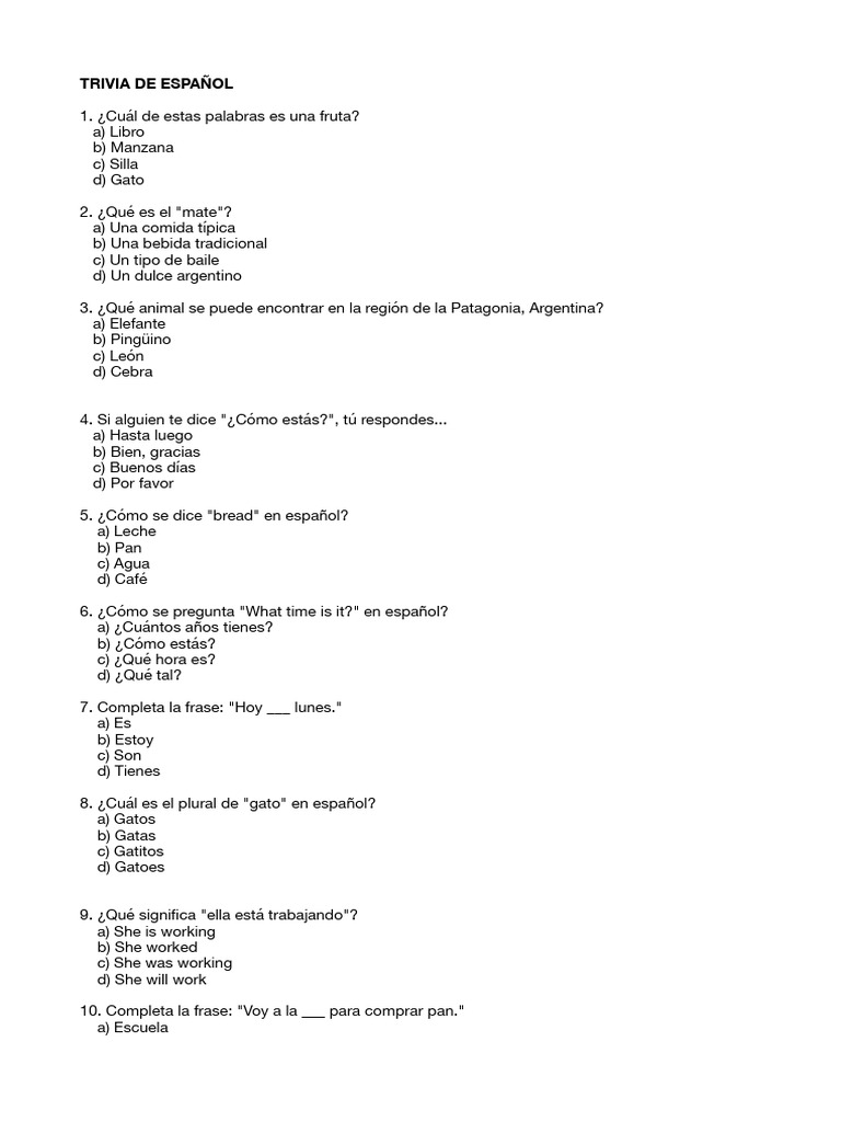 Trivia de Español | PDF