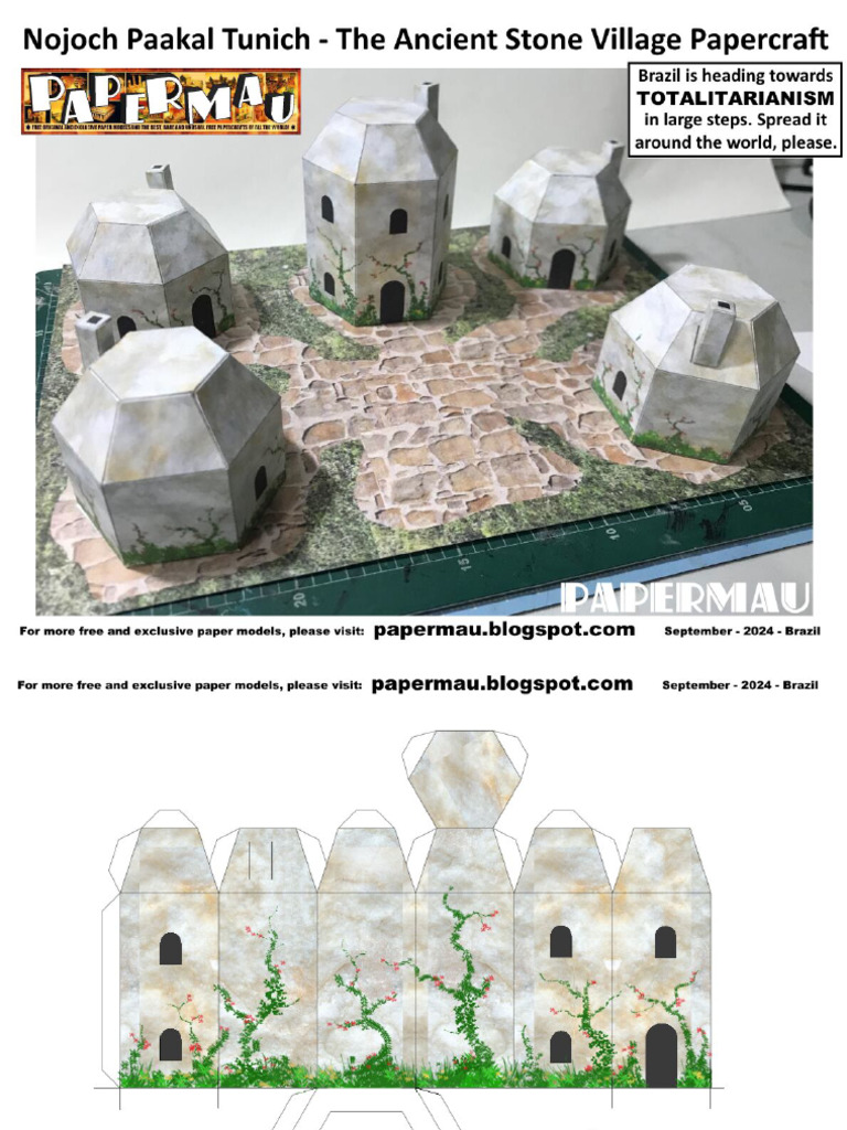 Nojoch Paakal Tunich - The Ancient Stone Village Papercraft Brby ...