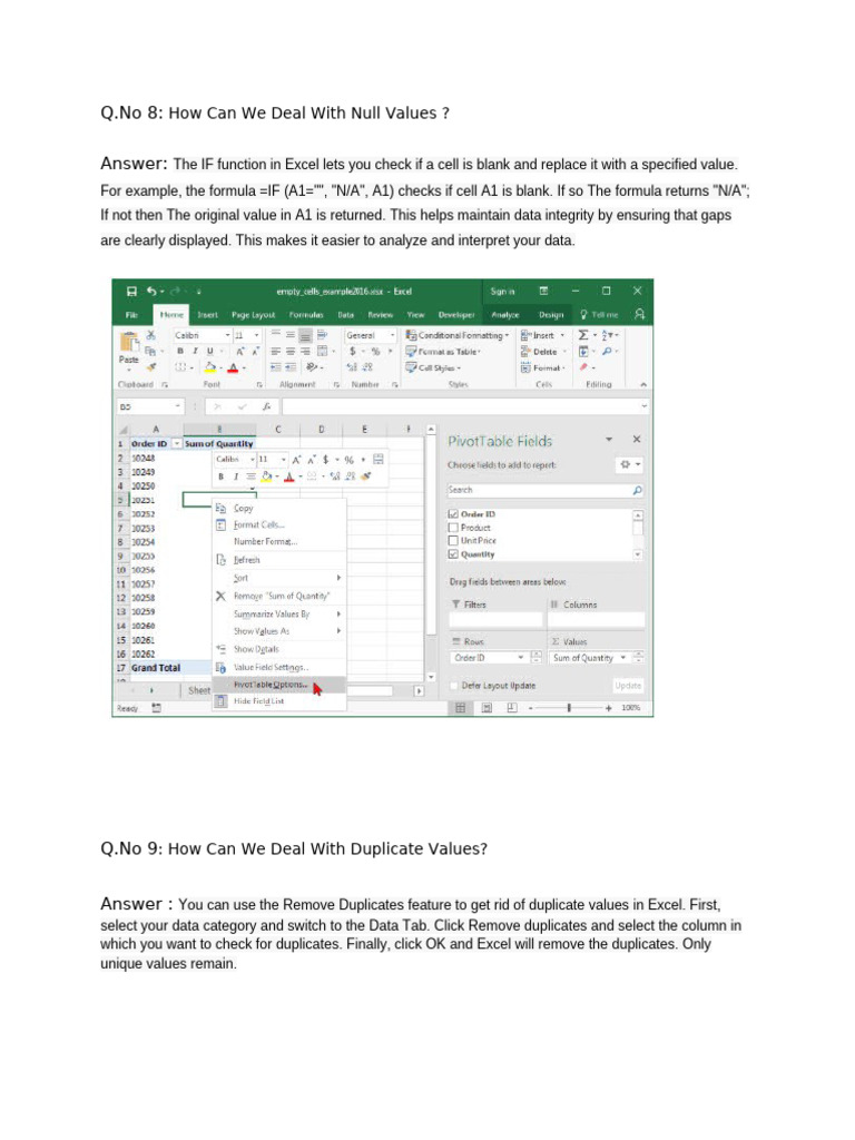 Assignment Of Excel Pdf