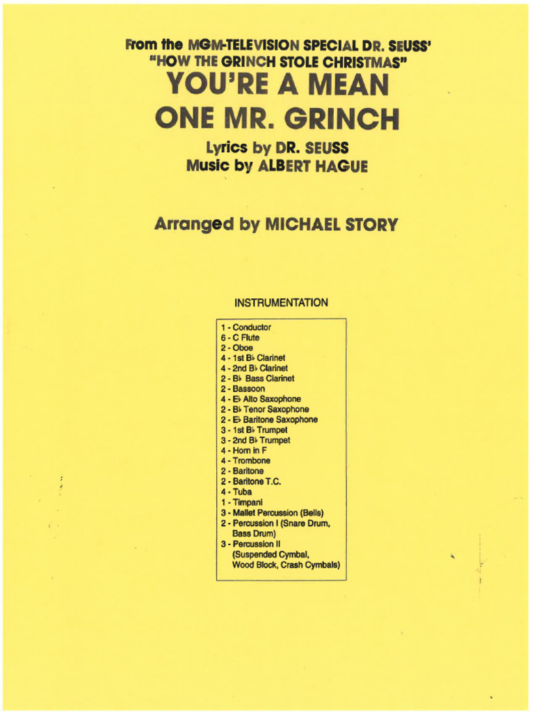You're A Mean One Mr. Grinch - Score | PDF