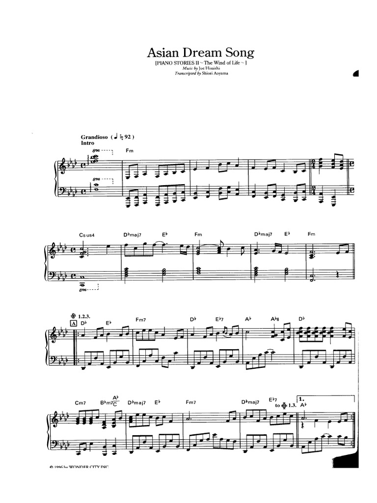 Asian Dream Song Piano Sheet | PDF