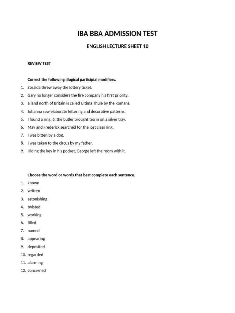 BBA ENGLISH LECTURE 10 SOLUTION | PDF