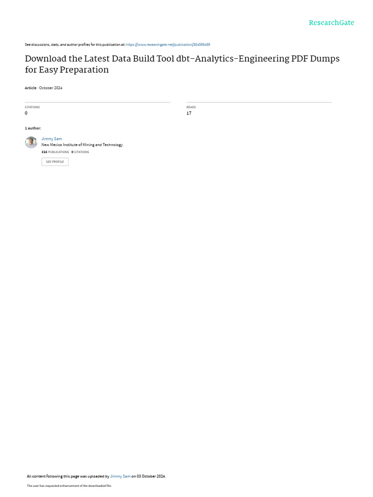 DBT Analytics Engineering | PDF