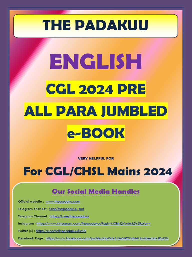 THE PADAKUU - CGL 2024 PRE All PARA JUMBLED (PQRS) E-Book | PDF