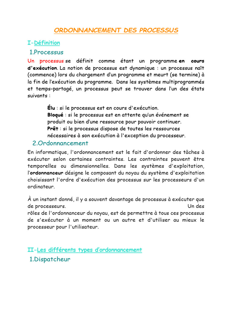 Ordonnancement Des Processus | PDF