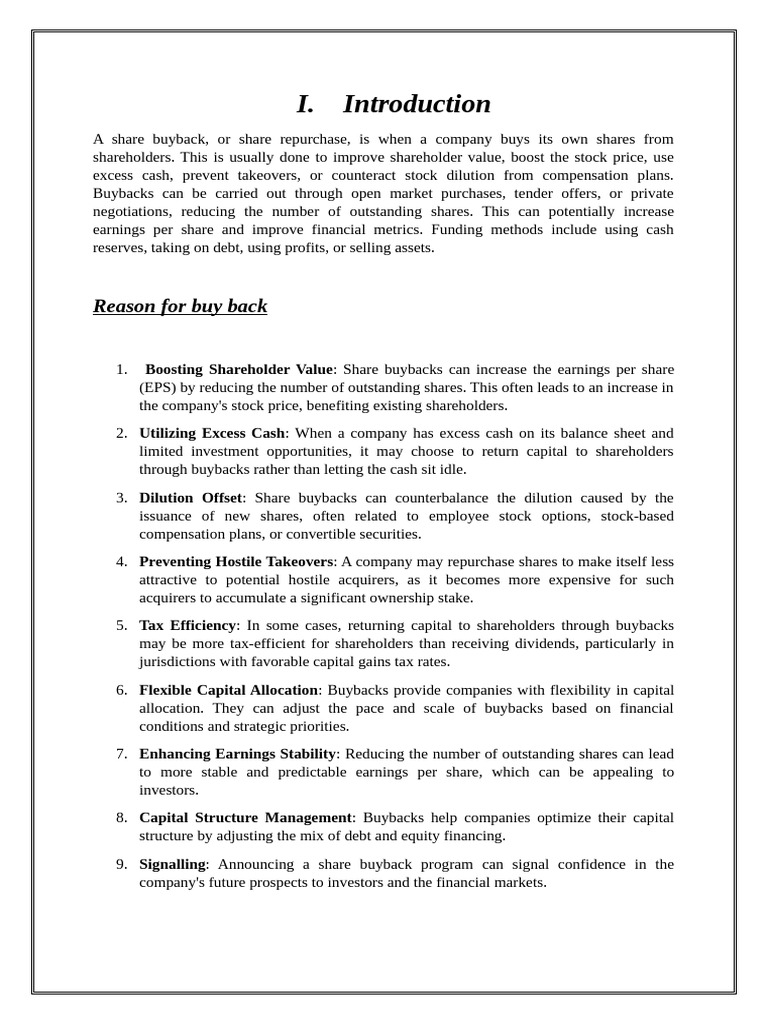 Company Law BUY BACK | PDF