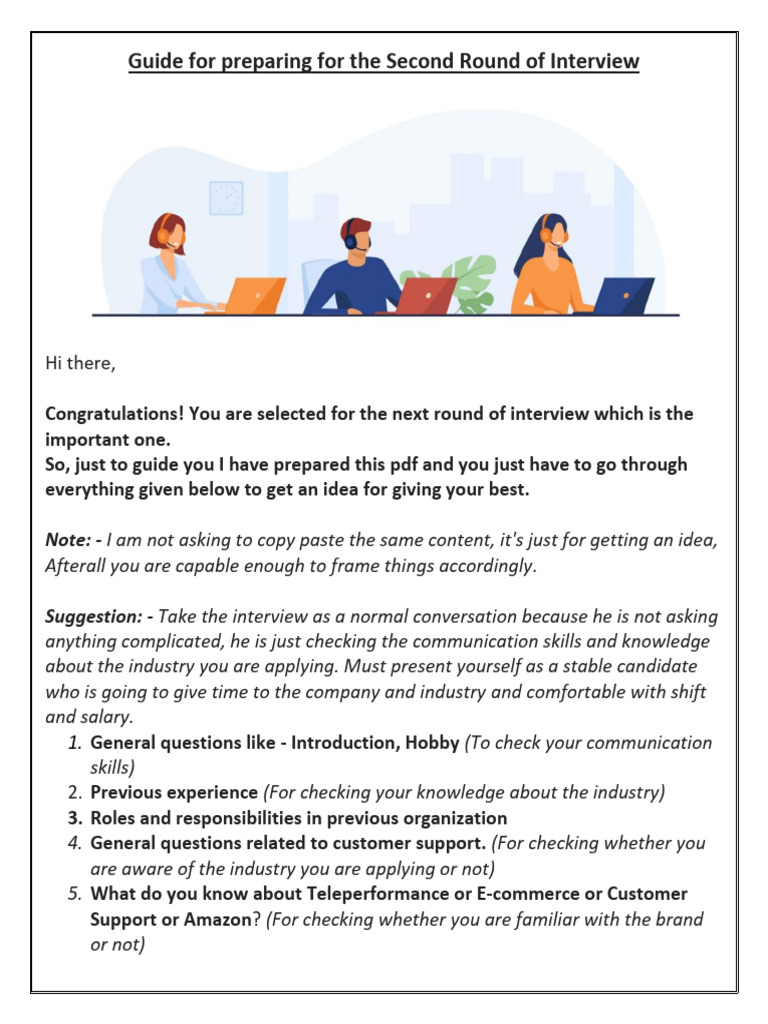 Guide For Preparing For The Second Round of Interview | PDF | E ...