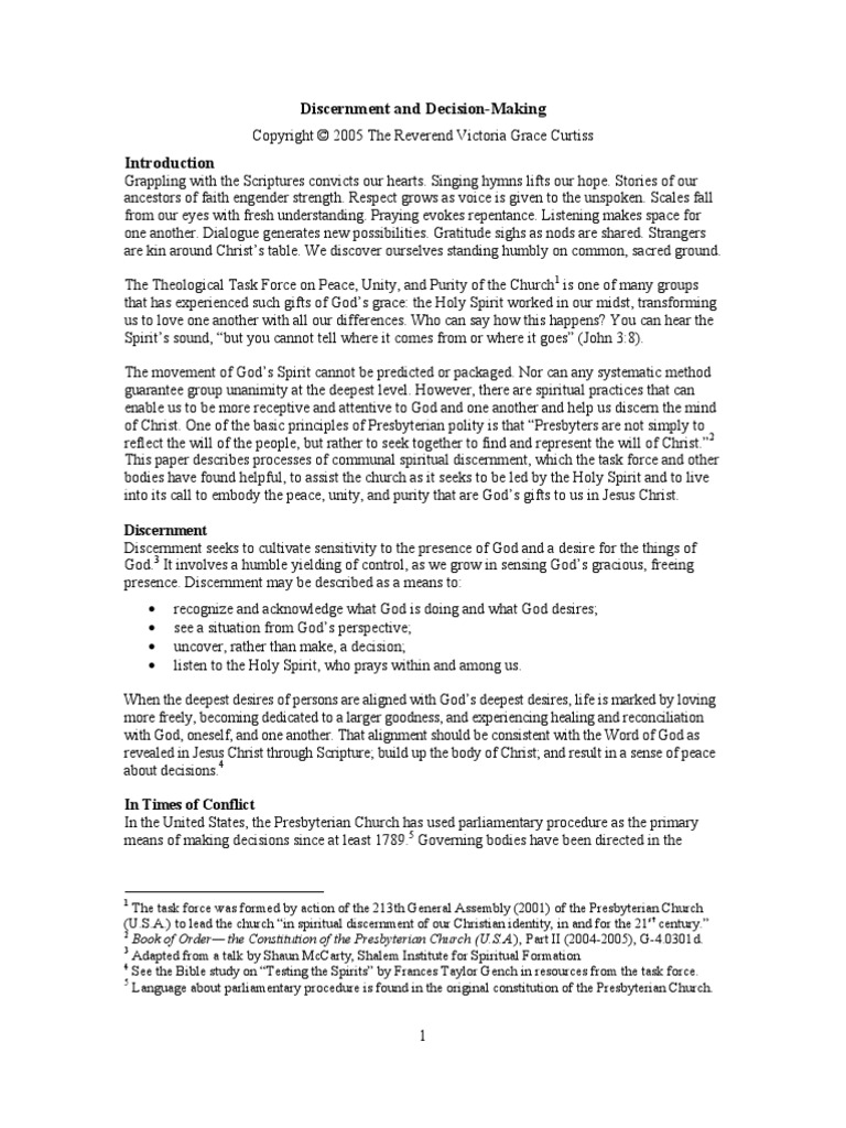 Discernment and Decision Making | PDF | Consensus Decision Making | Prayer