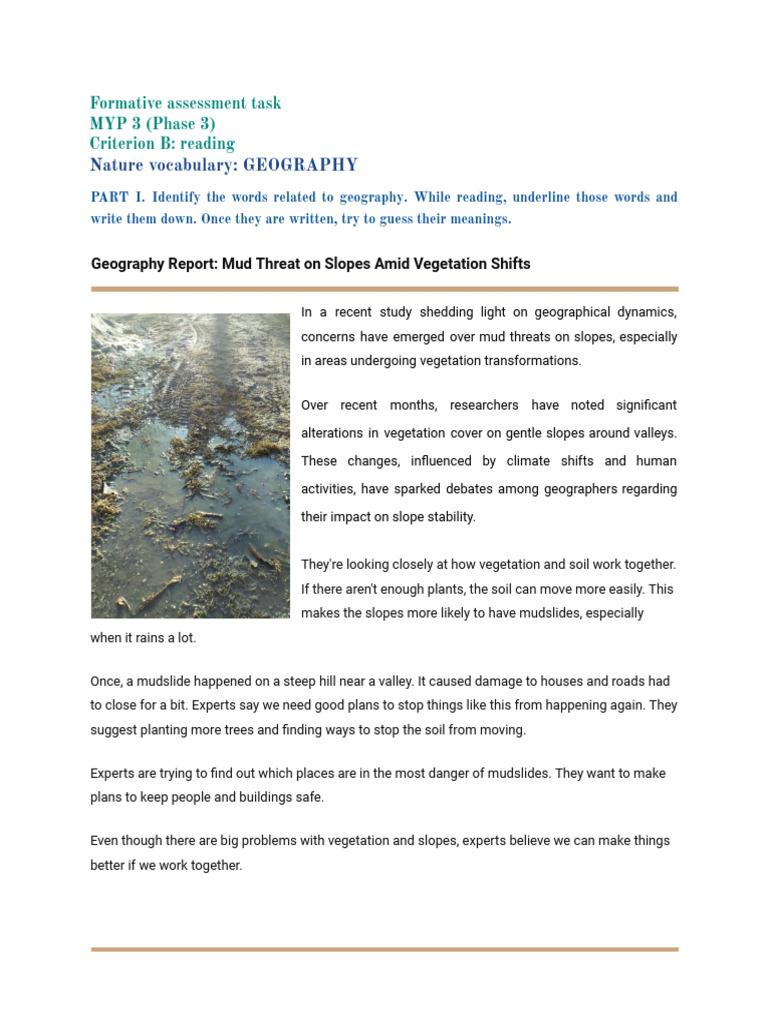 Report Geography MYP 3 | PDF