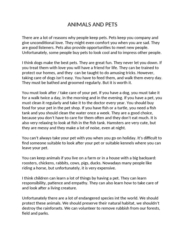 Animals and Pets | PDF