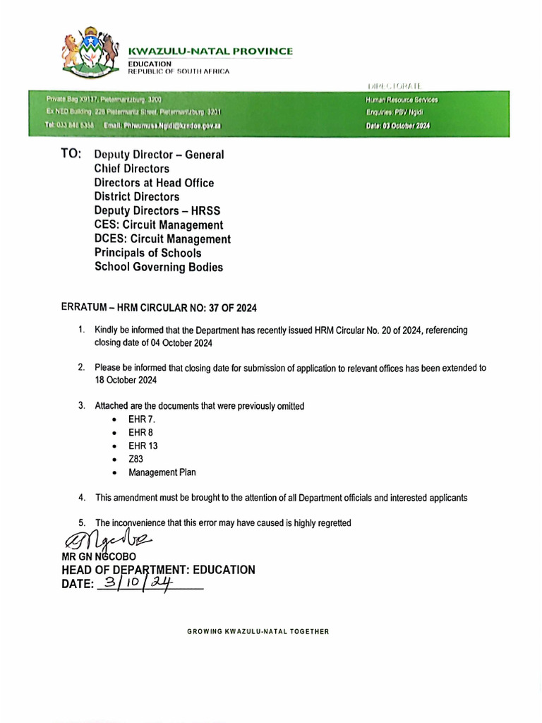 HRM 37 of 2024-Erratum For HRM 20 of 2024 | PDF