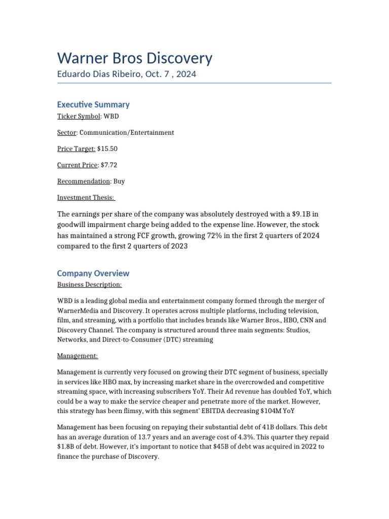 WBD - 7 Oct, 2024 | PDF