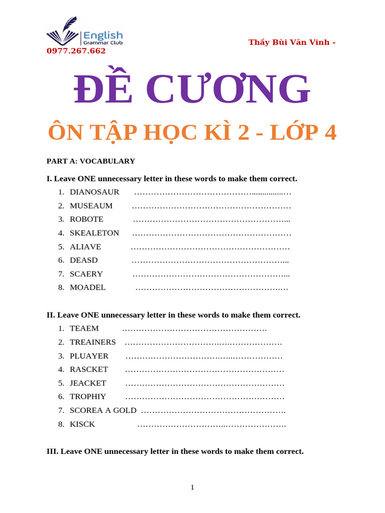 De Cuong On Tap HK 2 - l4 - Bui Van Vinh | PDF