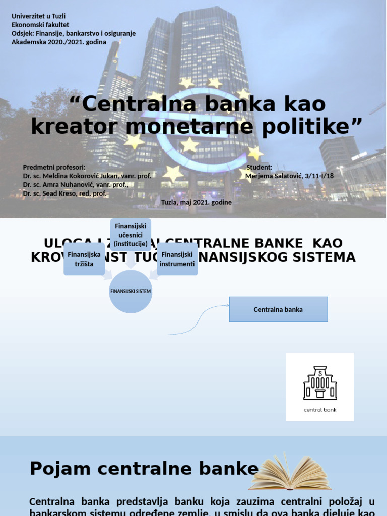 Centralna Banka Kao Kreator Monetarne Politike | PDF