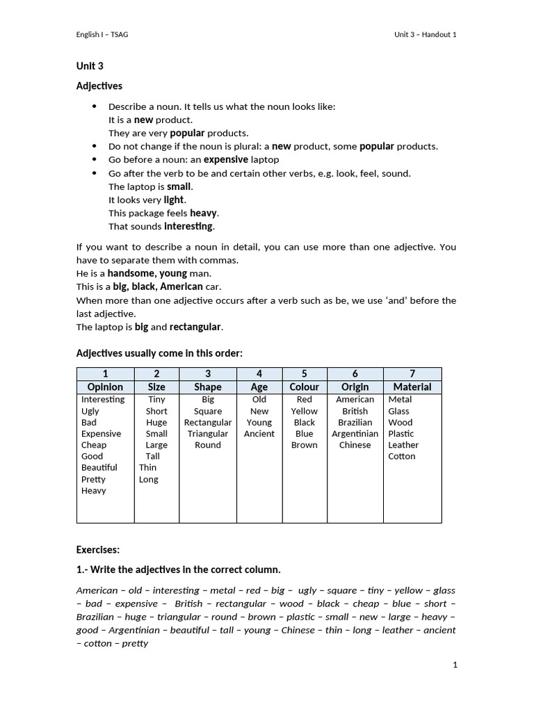 Unit 3 - Handout 1 TSAG 2024 | PDF