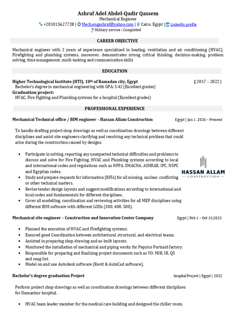 Ashraf Mech 2022 CV PDF | PDF