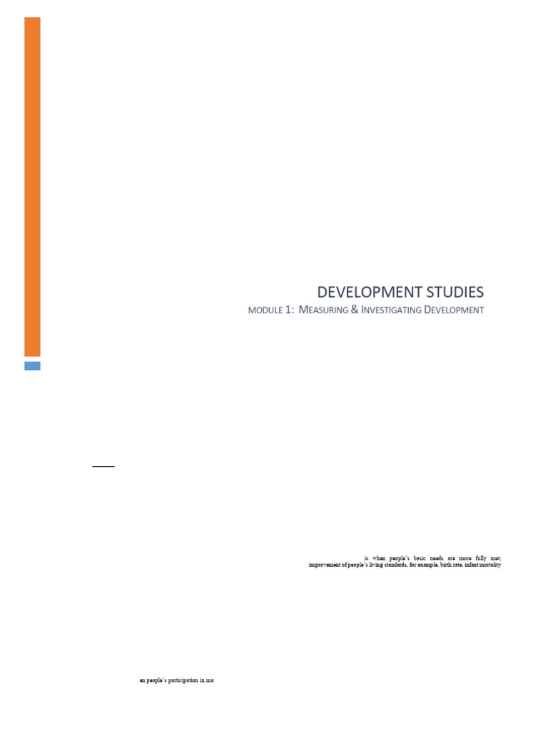 Development Studies: Measuring Progress | PDF | Infant Mortality ...