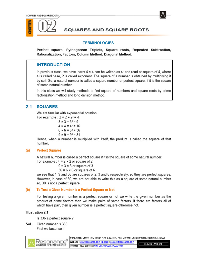 2-Squares and Square Roots Theory jrC13hI | PDF