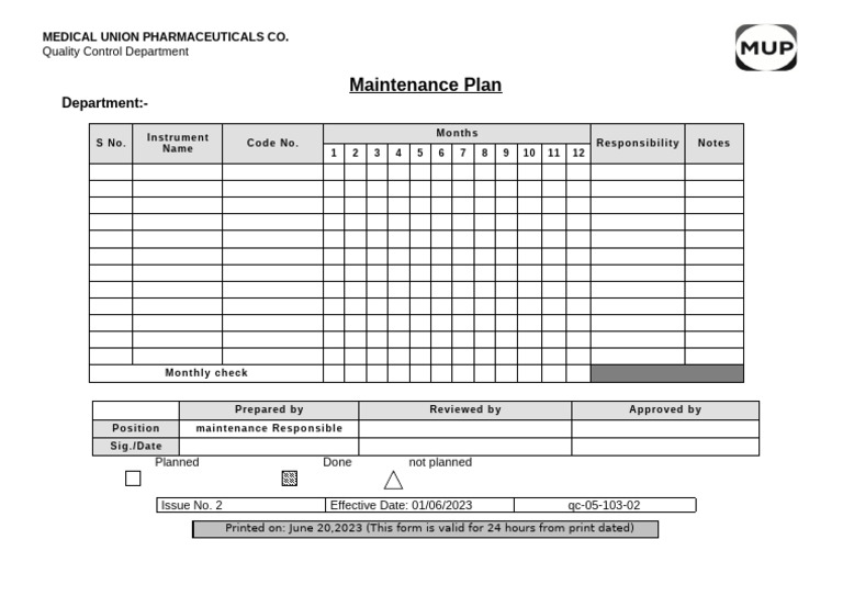 Maintenance Plan | PDF