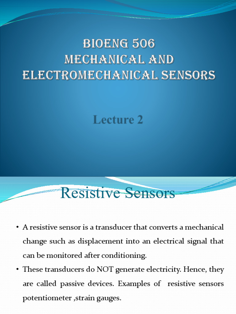 Lecture 2 Mechanical and Electromechanical Sensors | PDF | Capacitor | Electrical Resistance And ...