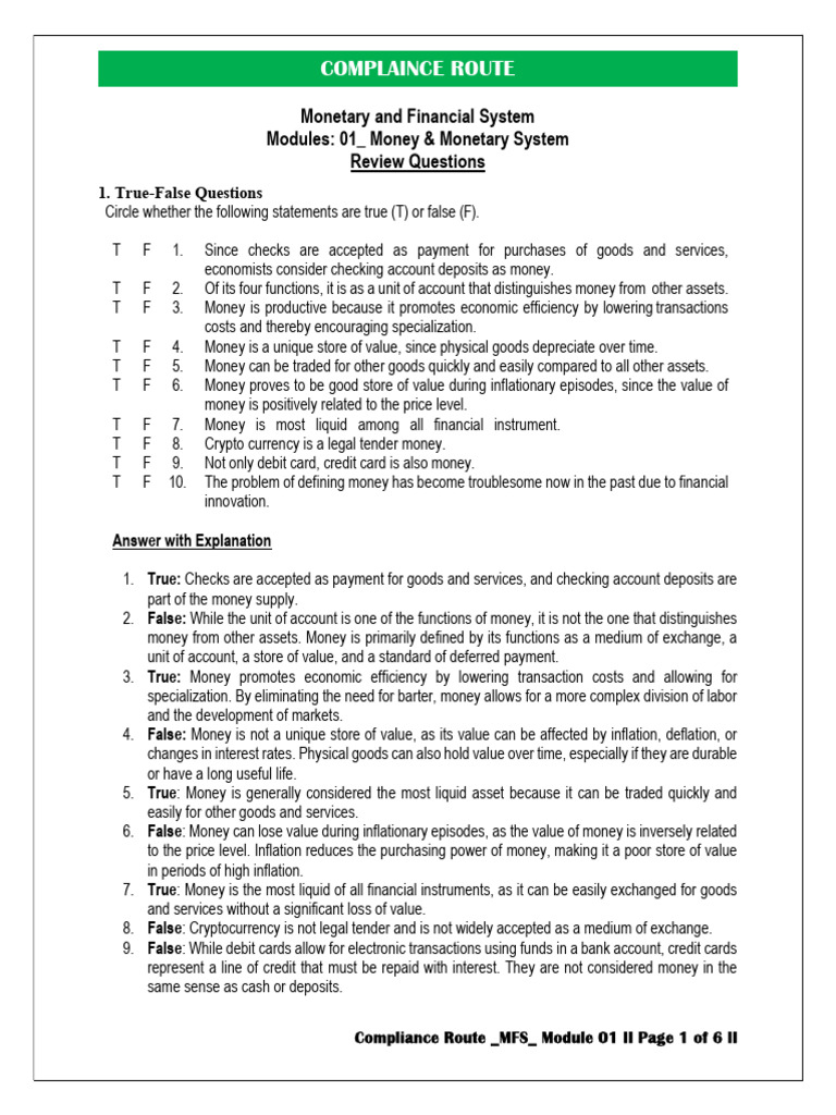 CR_MFS_Module _01_REVIEW QUESTION | PDF
