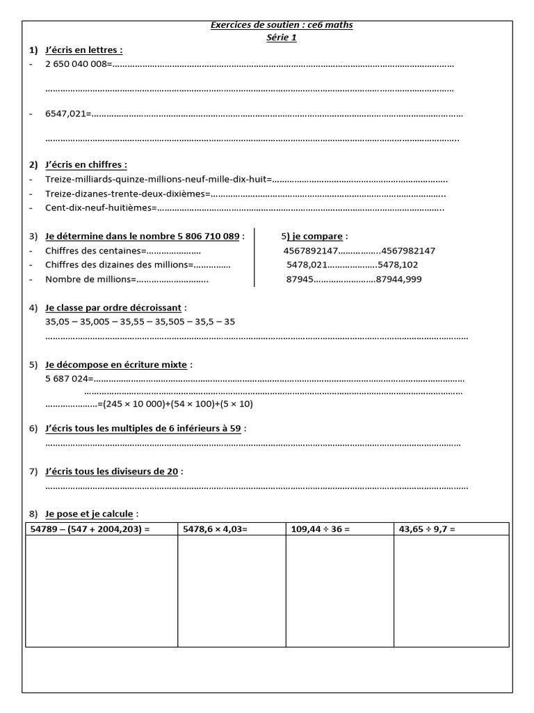 Serie Ce6 Maths | PDF