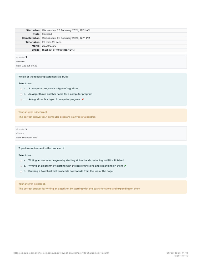 Assessment 1 - Attempt Review - NCL | PDF