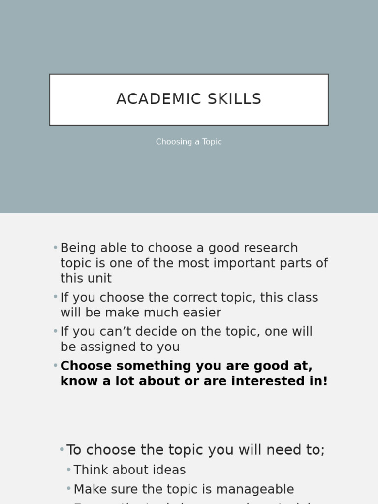 Choosing A Topic | PDF