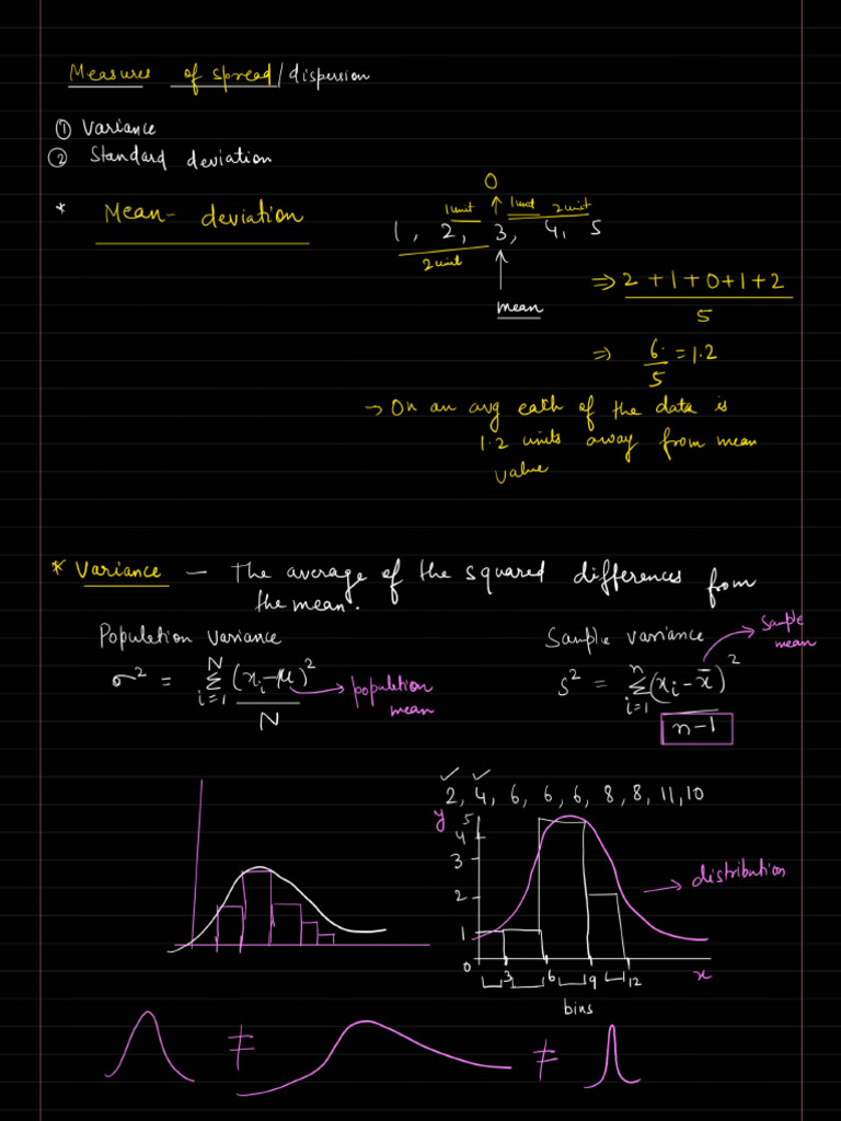 Measure Of Spread Variance And Std Dev Pdf