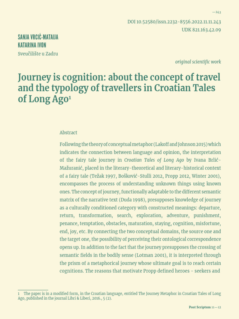 Journey Is Cognition: About The Concept of Travel of Long Ago | PDF