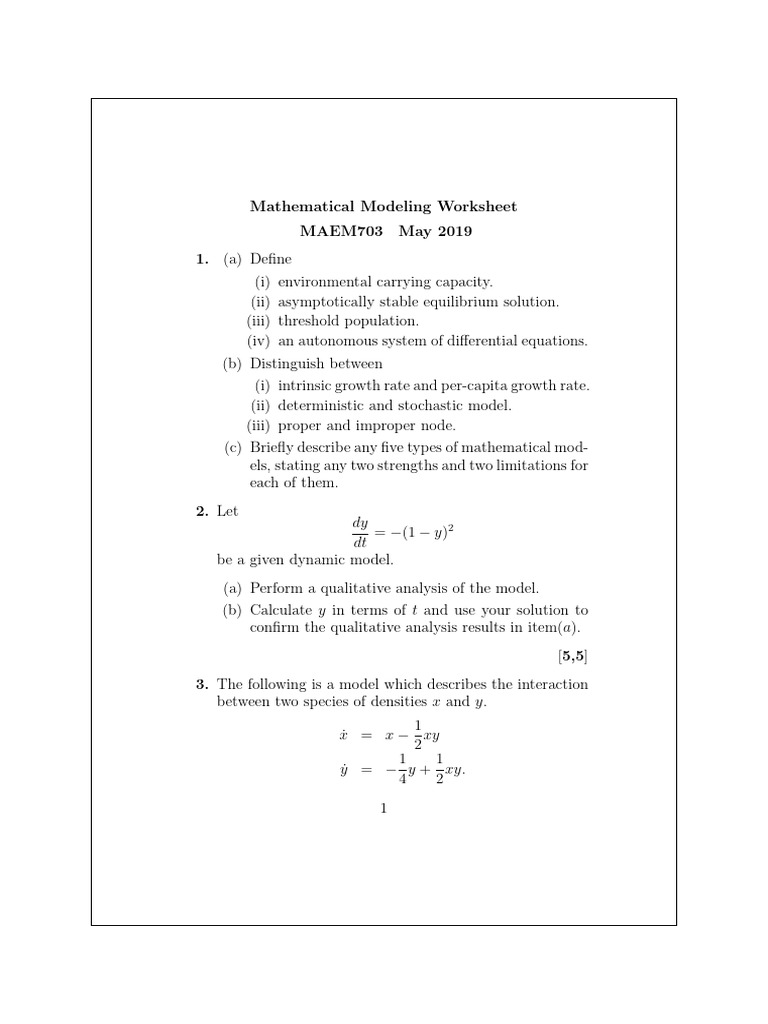 Maem Worksheet | PDF