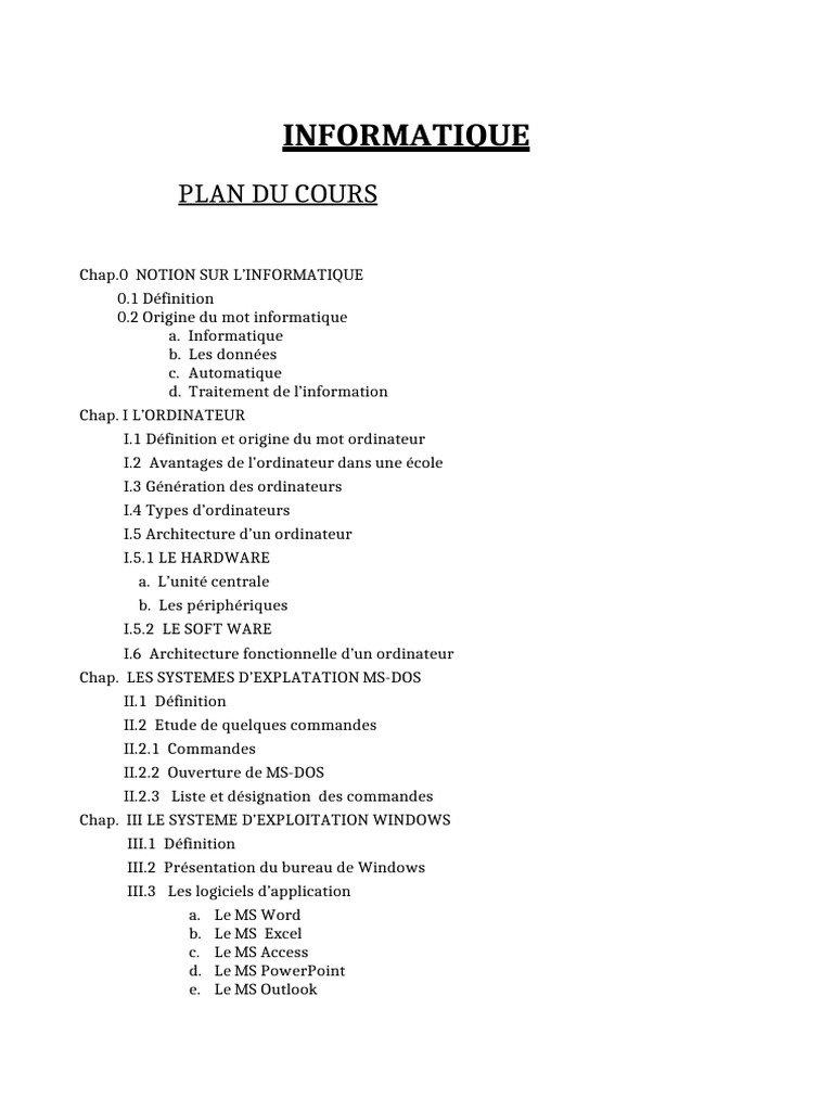 Informatique 1 CG | PDF