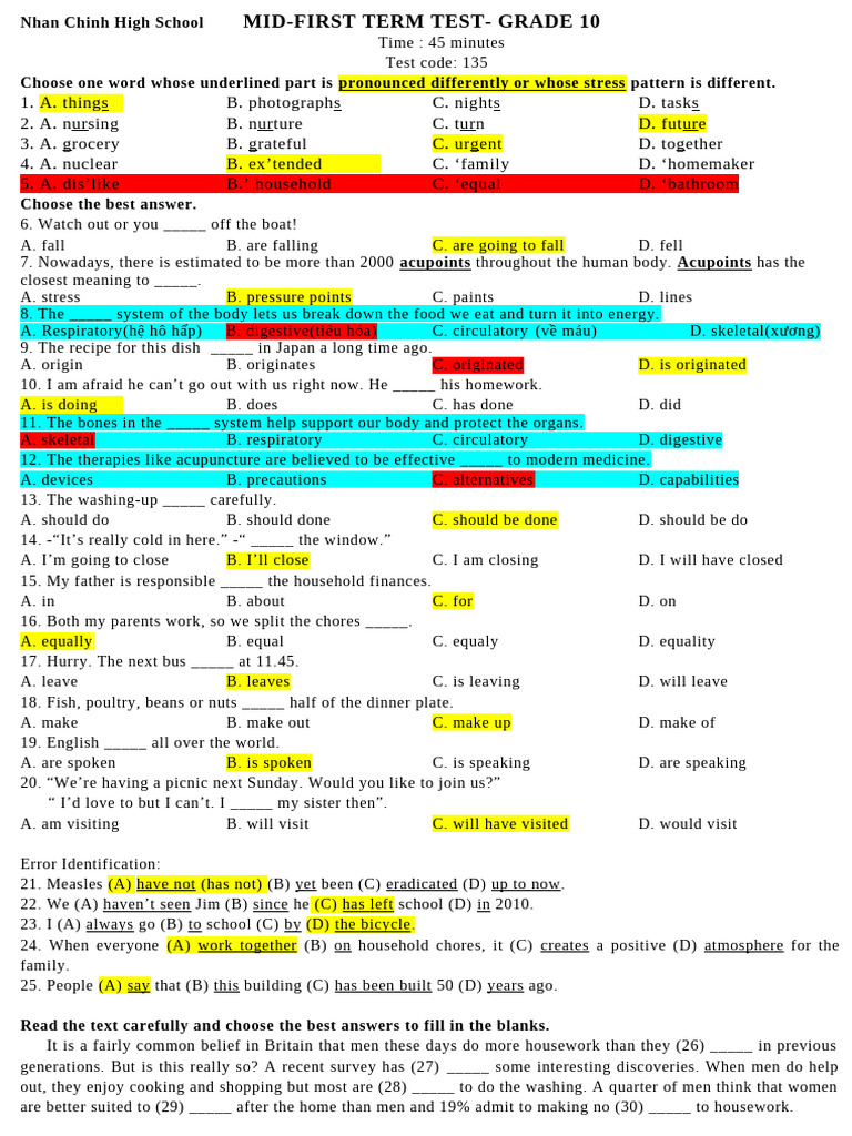 MID-first term test | PDF