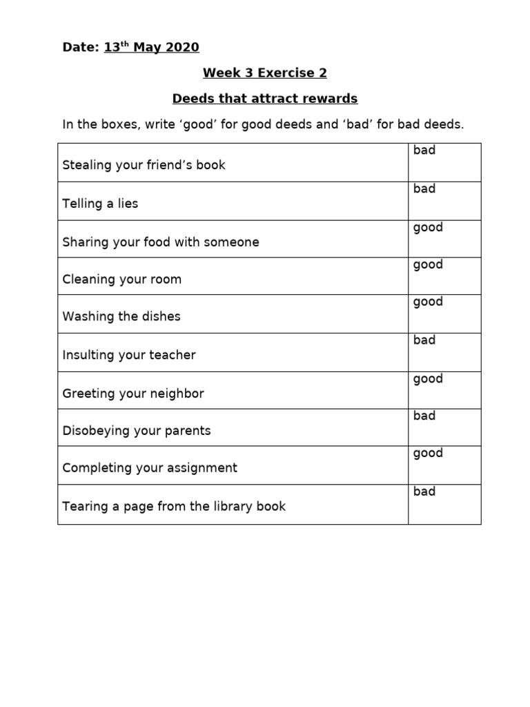 p4 Rme Week 3 Day 3 Lesson 2 Worksheet | PDF