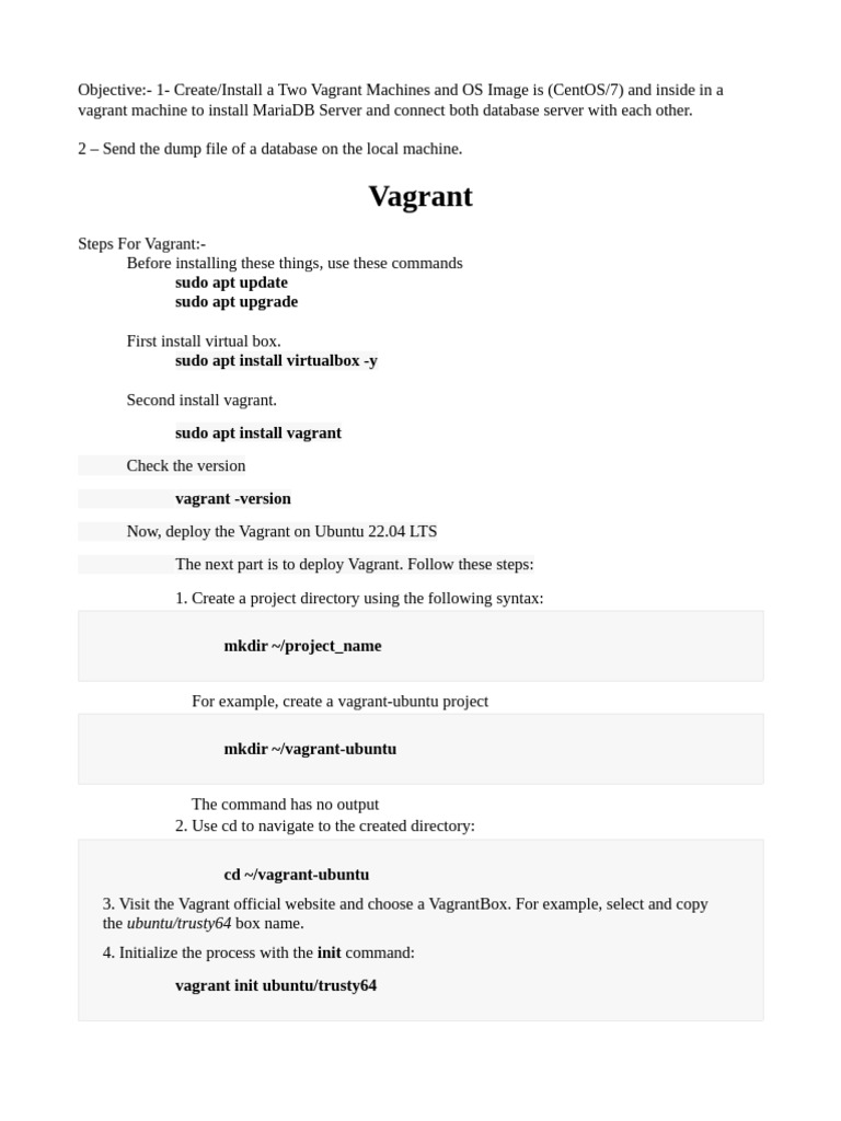 Create Vagrant Machine | PDF