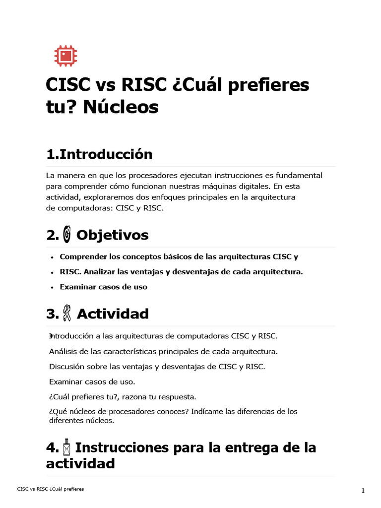 Cisc, Risc y Núcleos | PDF