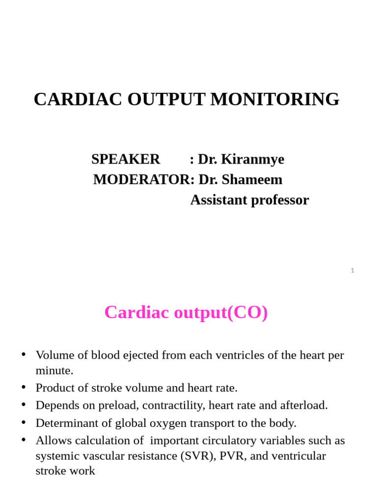 Cardiac Output Monitoring Pdf