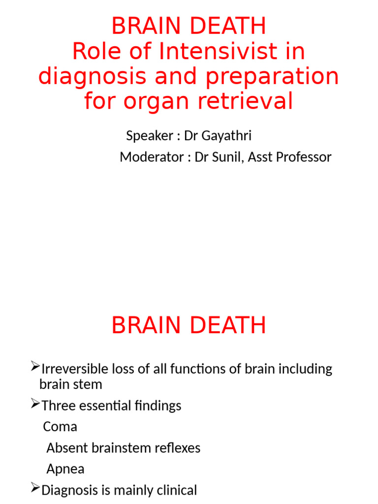 Brain Death Role of Intensivist | PDF