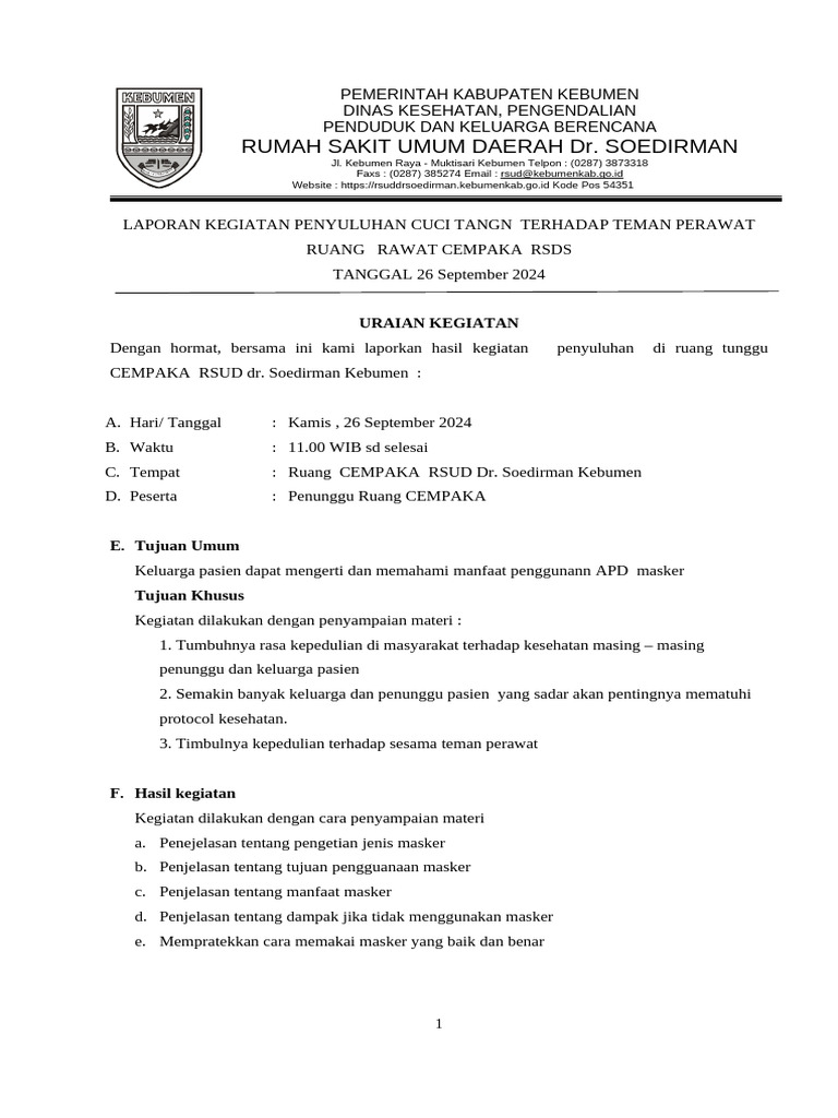 Uraian Kegiatan Penyuluhan MASKER | PDF