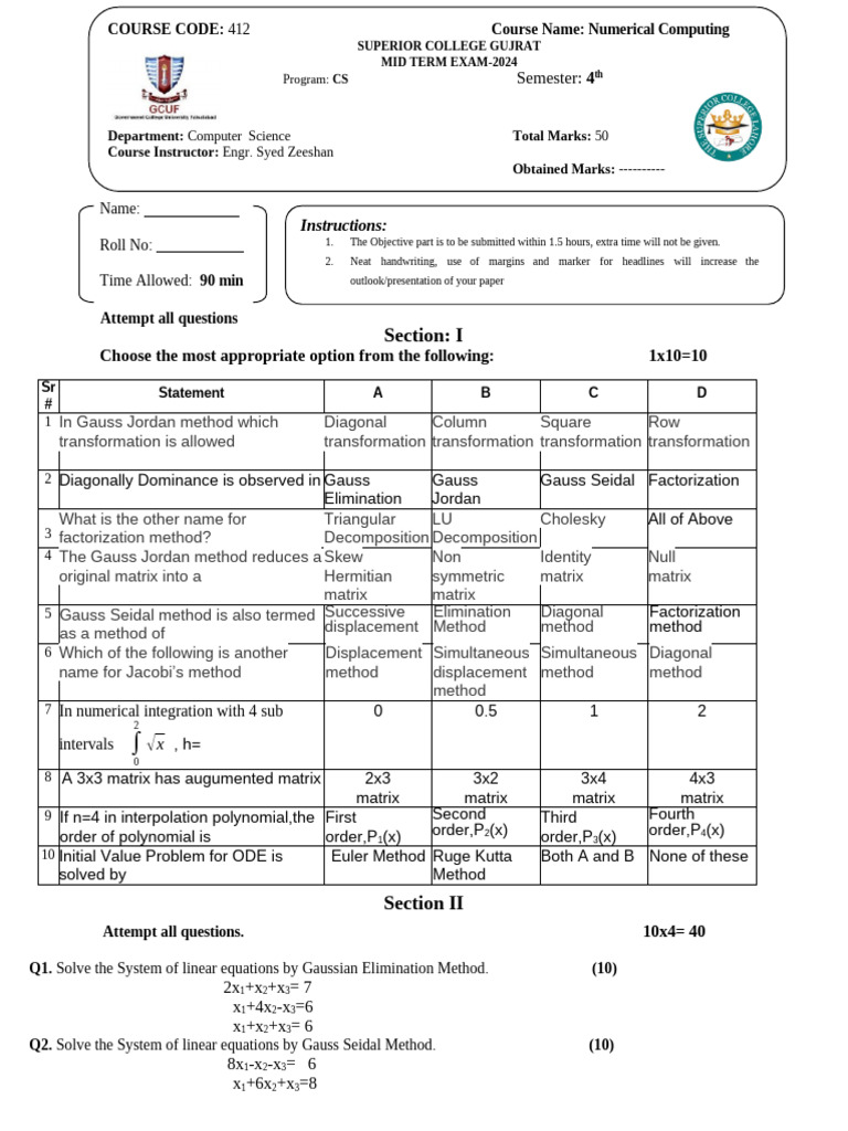 Numerical Computing 1 | PDF