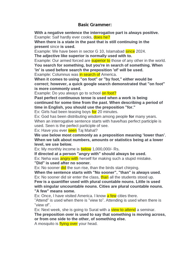 Basic English Grammer Structure (Mistakes) | PDF