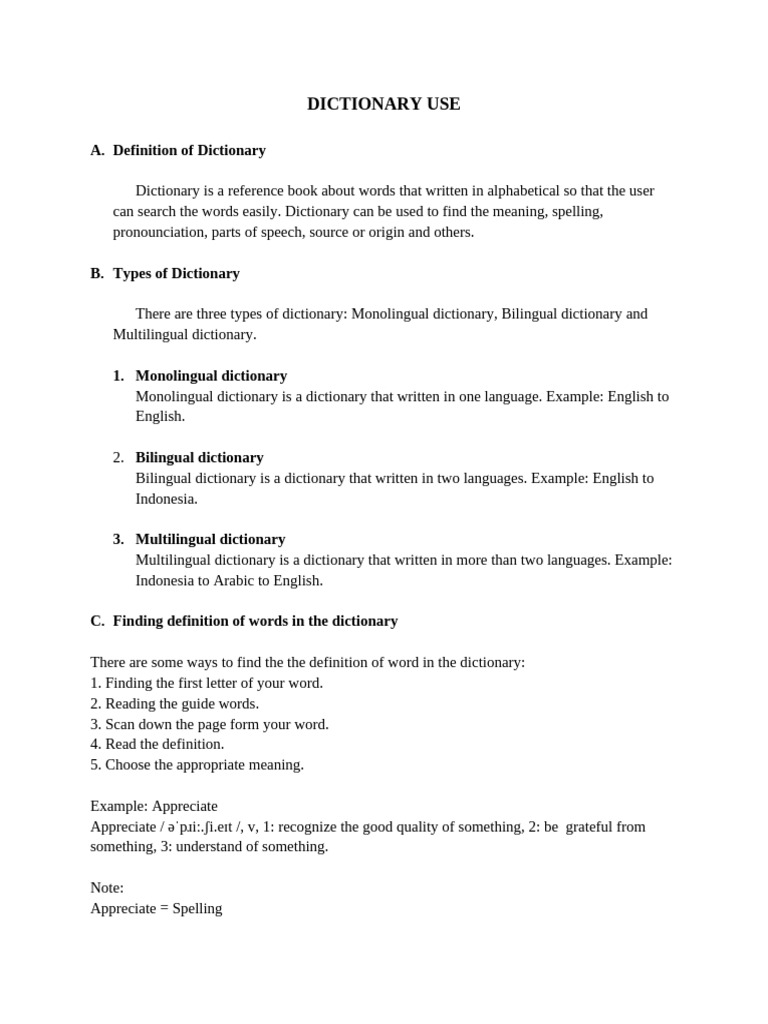 3. Dictionary Use | PDF