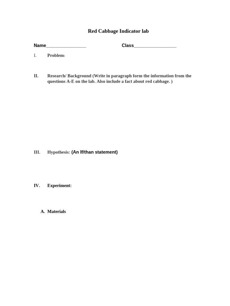 Red Cabbage Lab To Type | PDF